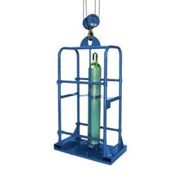 Eichinger-Industrie Gasflaschenkorb, f&uuml;r 6 Gasflaschen mit &Oslash; 250 mm, bis 525 kg, Standsicherung, B 1200 x T 600 x H 2000 mm, Stahl, enzianblau RAL 5010