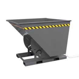 Eichinger-Industrie Kippbeh&auml;lter, hohe Bauh&ouml;he, 600 l, bis 1500 kg, Abrollkufen, quer zur/in Fahrtrichtung kippbar, Stahl, anthrazitgrau RAL 7016