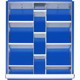 Rau Einteilungsset f&uuml;r Schubladen Gr&ouml;&szlig;e L, Stahlblech, B 490 x T 560 x H 47 mm, Fronth&ouml;he 60&ndash;90 mm, silber