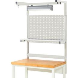 Rau Arbeitstisch System-Aufbau Komplettset 04, f&uuml;r Systembreite 1000 mm, Traglast 100 kg, lichtgRau
