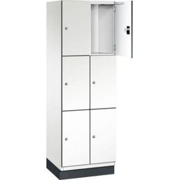 C+P Schlie&szlig;fachschrank Cambio, 2 Abteile, 6 F&auml;cher, mit Sockel, B 600 x T 525 x H 1980 mm, verkehrswei&szlig;/wei&szlig;