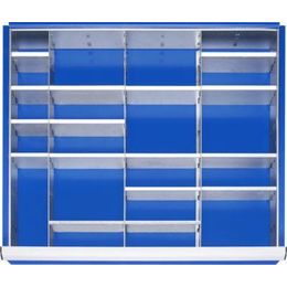 Rau Einteilungsset f&uuml;r Schublade Gr&ouml;&szlig;e XL, Stahlblech, B 680 &times; T 560 &times; H 47 mm, passend f&uuml;r Fronth&ouml;he 60&ndash;90 mm, silber