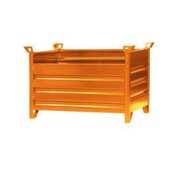 Eichinger-Industrie Vollwand-Stapelpalette, bis 2000 kg, 4 Seitenw&auml;nde, Kran&ouml;sen, B 1500 x T 800 x H 750 mm, Stahl, reinorange RAL 2004