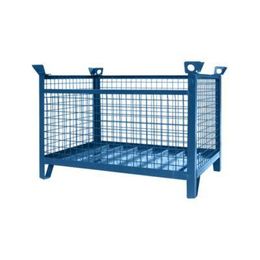 Eichinger-Industrie Gitterbox-Stapelpalette, bis 2000 kg, 3 Seitenw&auml;nde, Kran&ouml;sen, B 1500 x T 1000 x H 750 mm, Stahl, enzianblau RAL 5010