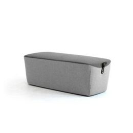 Leyform Hocker, mit schwarzem Ledergriff, B 1200 x T 520 x H 440 mm, Wollmischgewebe/Holz, Dunkelgrau/Hellgrau