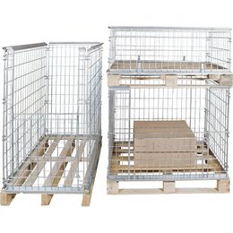 Gitter-Aufsatzrahmen, zum Aufsetzen, vier Gitterw&auml;nde, f&uuml;r Paletten 1200 x 800, H 400 mm kaiserkraft