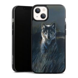 DeinDesign iPhone 13 Handy Silikon H&uuml;lle Case schwarz Handyh&uuml;lle Wolf Painting Nature