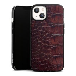 DeinDesign iPhone 13 Handy Silikon H&uuml;lle Case schwarz Handyh&uuml;lle Leather Crocodile Animal Print