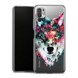 DeinDesign Xiaomi Redmi Note 10 5G Handy Silikon H&uuml;lle Case transparent Handyh&uuml;lle Colourful Wolf Riza Peker Silikon Case