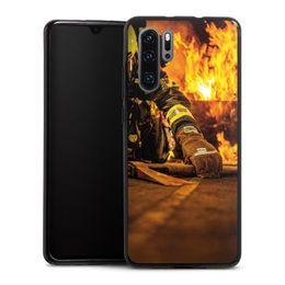 DeinDesign Huawei P30 Pro Handy Silikon H&uuml;lle Case schwarz Handyh&uuml;lle Fire Fighters Life Saver Fire Fighter