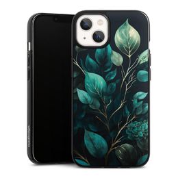 DeinDesign iPhone 13 Handy Silikon H&uuml;lle Case schwarz Handyh&uuml;lle Eukalyptus Leaves Black