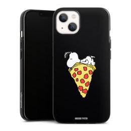 DeinDesign iPhone 13 Handy Silikon H&uuml;lle Case schwarz Handyh&uuml;lle Peanuts Pizza Snoopy