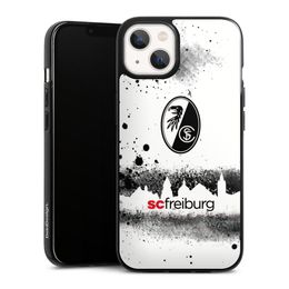 DeinDesign iPhone 13 Handy Silikon H&uuml;lle Case schwarz Handyh&uuml;lle Skyline Sc Freiburg Logo