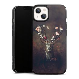 DeinDesign iPhone 13 Handy Silikon H&uuml;lle Case schwarz Handyh&uuml;lle Reindeer Flowers Rehe