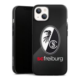 DeinDesign iPhone 13 Handy Silikon H&uuml;lle Case schwarz Handyh&uuml;lle Sc Freiburg Lettering Logo