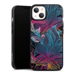 DeinDesign iPhone 13 Handy Silikon H&uuml;lle Case schwarz Handyh&uuml;lle Colourful Flowers Neon