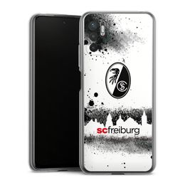 DeinDesign Xiaomi Redmi Note 10 5G Handy Silikon H&uuml;lle Case transparent Handyh&uuml;lle Skyline Sc Freiburg Logo Silikon Case