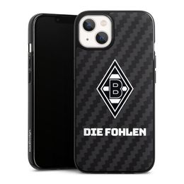 DeinDesign iPhone 13 Handy Silikon H&uuml;lle Case schwarz Handyh&uuml;lle Borussia M&ouml;nchengladbach Carbon Gladbach