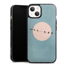 DeinDesign iPhone 13 Handy Silikon H&uuml;lle Case schwarz Handyh&uuml;lle Bird Turquoise Moon