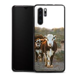 DeinDesign Huawei P30 Pro Handy Silikon H&uuml;lle Case schwarz Handyh&uuml;lle Cow Farmer Calf