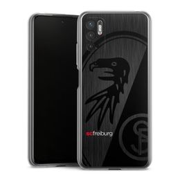 DeinDesign Xiaomi Redmi Note 10 5G Handy Silikon H&uuml;lle Case transparent Handyh&uuml;lle Sc Freiburg Metallic Look Official Licensed Product Silikon Case