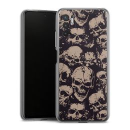 DeinDesign Xiaomi Redmi Note 10 5G Handy Silikon H&uuml;lle Case transparent Handyh&uuml;lle Totenkopf Halloween Gothic Silikon Case