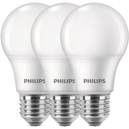 Philips LED-Leuchtmittelset Standardform matt E27 8 W 806 lm warmwei&szlig; 3 St&uuml;ck