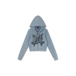 Ed Hardy Sweatjacke 'Stay True' Damen Gr&ouml;&szlig;e S navy / taubenblau / silber