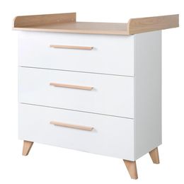 Roba Wickelkommode, Wei&szlig;, Honigeiche, Holz, Holzwerkstoff, Holz Optik, 3 Schubladen, Rechteckig, eckig, 89x98x76 cm, Babym&ouml;bel, Wickelkommoden & Zubeh&ouml;r, Wickelkommoden