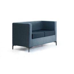 Leyform 2-Sitzer Sofa, B 1270 x T 600 x H 730 mm, 2-farbiger Stoffbezug und Mehrschichtholz, dunkelblau/hellblau