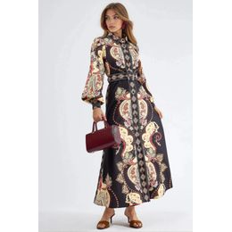 Muster Maxi-Kleid mit G&uuml;rtel