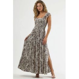 Maxikleid mit Paisleymuster und quadratischem Kragen
