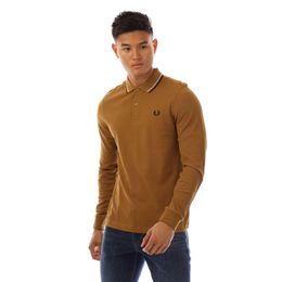 Herren Fred Perry Langarm Twin Tipped Poloshirt in Gelb