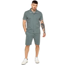 Enzo | Mens Piping Shirt & Shorts Trainingsanzug Set