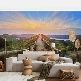 Bilderwelten Fototapete Natur Motiv Wandtapete gr&uuml;n - Panoramaweg in den Bergen von Portugal - Berg Wohnzimmer Schlafzimmer