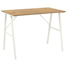 CARRYHOME Schreibtisch, Wei&szlig;, Eiche Artisan, Metall, Holzwerkstoff, rechteckig, A-Form, eckig, 60x75x100 cm, Arbeitszimmer, Schreibtische, B&uuml;rotische