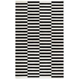 Hanse Home Handwebteppich Vika, Schwarz, Wei&szlig;, Textil, Streifen, rechteckig, 200x300 cm, Oeko-Tex&reg; Standard 100, f&uuml;r Fu&szlig;bodenheizung geeignet, beidseitig verwendbar, in verschiedenen Gr&ouml;&szlig;en erh&auml;ltlich, pflegeleicht, strapazierf&auml;hig, leicht zusammenrollbar, Teppiche & B&ouml;den, Teppiche, Naturteppiche