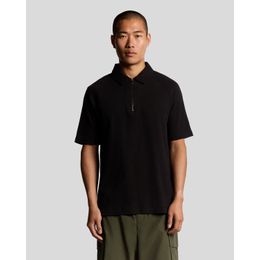 Lyle & Scott Lyle & Scott Interlock-Poloshirt mit Rei&szlig;verschluss &ndash; Schwarz