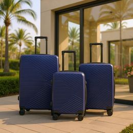 Hartschalenkoffer Marineblau Robuster 8-Rad-Handgep&auml;ckkoffer