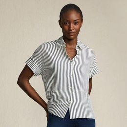 LANDS' END Kurzarm-Hemdbluse f&uuml;r Damen, Damen, size: regular, Blau, Viskose, by Lands' End