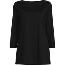 LANDS' END Langes Supima-Shirt mit U-Boot-Ausschnitt f&uuml;r Damen in Petite-Gr&ouml;&szlig;e, Damen, size: petite, Schwarz, by Lands' End