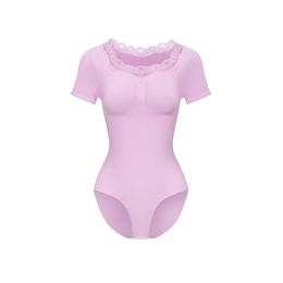 cfab Shaping Bodysuit 'Lace T-Shirt Bodysuit Sculpting Shapewear with slip' female size XXXL Orchid