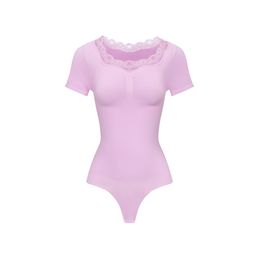 cfab Shapingbody 'Lace T-Shirt Bodysuit Sculpting Shapewear with String' Damen Gr&ouml;&szlig;e XXL orchidee