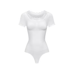 cfab Shapingbody 'Lace T-Shirt Bodysuit Sculpting Shapewear with String' Damen Gr&ouml;&szlig;e XXL wei&szlig;