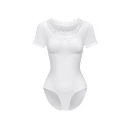 cfab Shaping Bodysuit 'Lace T-Shirt Bodysuit Sculpting Shapewear with slip' female size XXL White