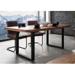 Baumtisch Akazie 220x100x77 natur lackiert / U-Beine anthrazit gl&auml;nzend FREEFORM 5
