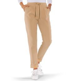 WITT Damen Hose mit Bundfalten, camel, Gr&ouml;&szlig;e 20