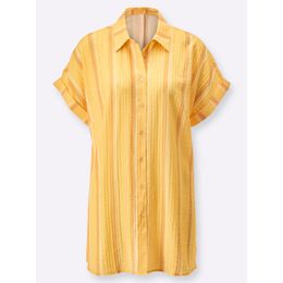 WITT Damen Longbluse mit Kellerfalte im R&uuml;cken, gelb-ocker-gestreift, Gr&ouml;&szlig;e 42