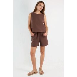 &Auml;rmelloses Musselin-Blusenset mit Shorts