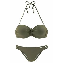Buffalo Set: B&uuml;gel-Bandeau-Bikini 'Zopf' gr&uuml;n Gr. 42 Cup C. Mit St&auml;bchen Und Mit B&uuml;gel